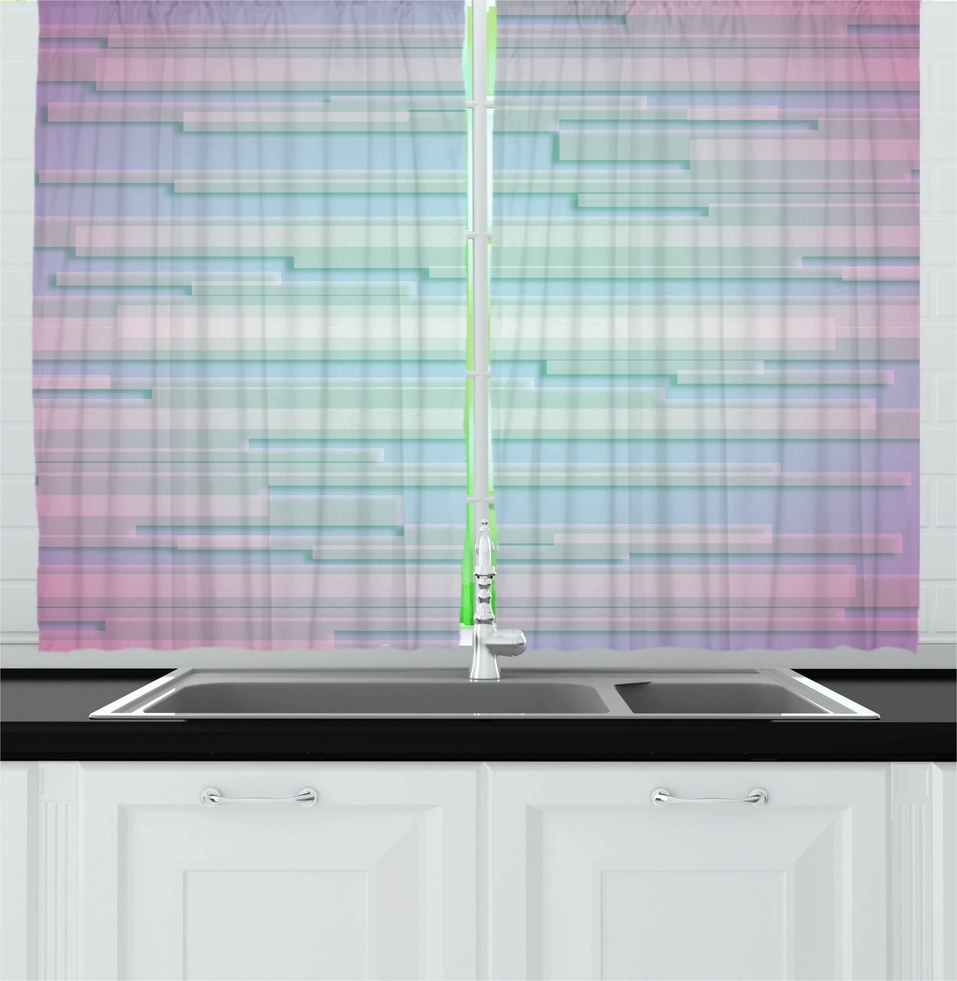 Modern Kitchen Curtains, Fractal Abstract Minimalist Digital Futuristic ...