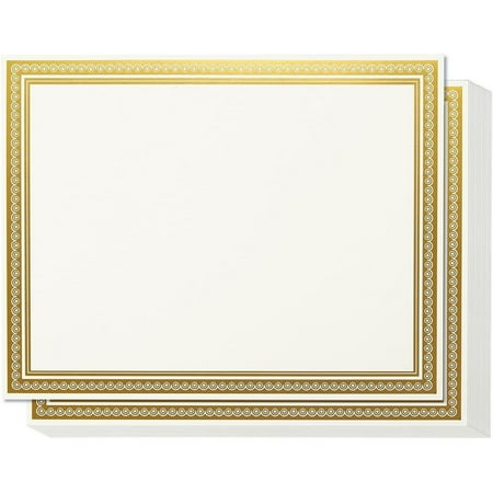 50 Pcs Award Certificate Papers with Gold Border Design, Letter Size ...