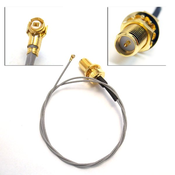 RP-SMA female bulkhead with 400mm (16 inches) .81mm coax cable + IPEX ...