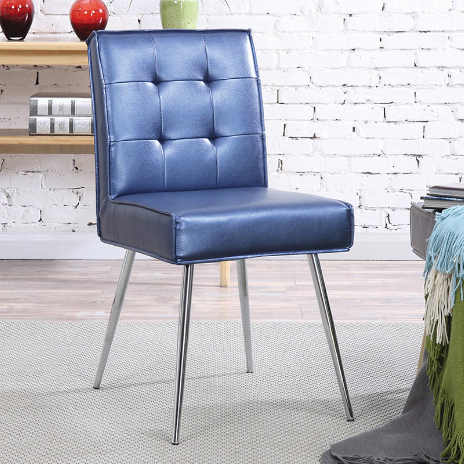 OSP Home Furnishings Amity Tufted Dining Chair in Sizzle Azure Fabric ...