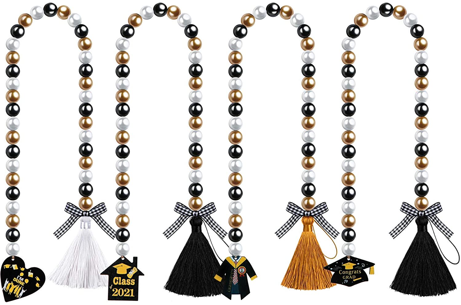 4 Pieces Class of 2021 Graduation Wood Bead Garland Congrats Grad ...