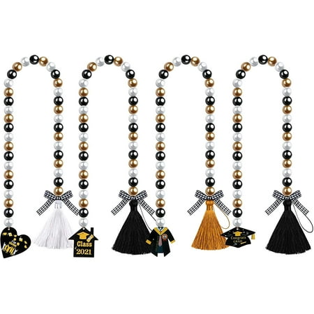 4 Pieces Class of 2021 Graduation Wood Bead Garland Congrats Grad ...