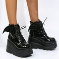 Dakaela Women Platform Ankle Boots Gothic Wedge Mary Jane Halloween Bat ...