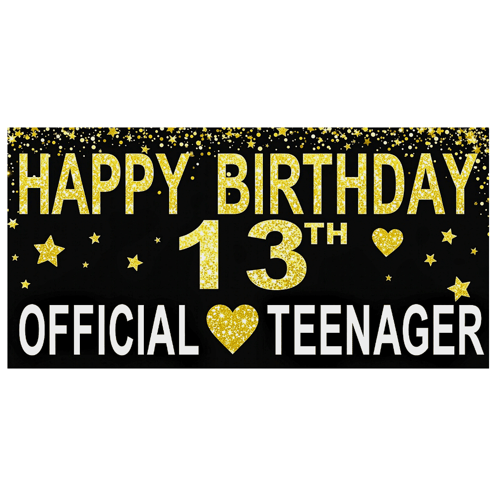 Glitter Theme Happy 13th Birthday Banner Sparkle Design Teenager ...