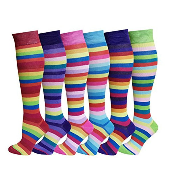 Unknown - 6 Pairs Women's Fancy Design Multi Colorful Patterned Knee ...