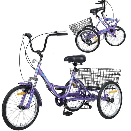 Diayung Adult Folding Tricycle 7 Speeds, 3 Wheel Folding Trike Bike 20/ ...