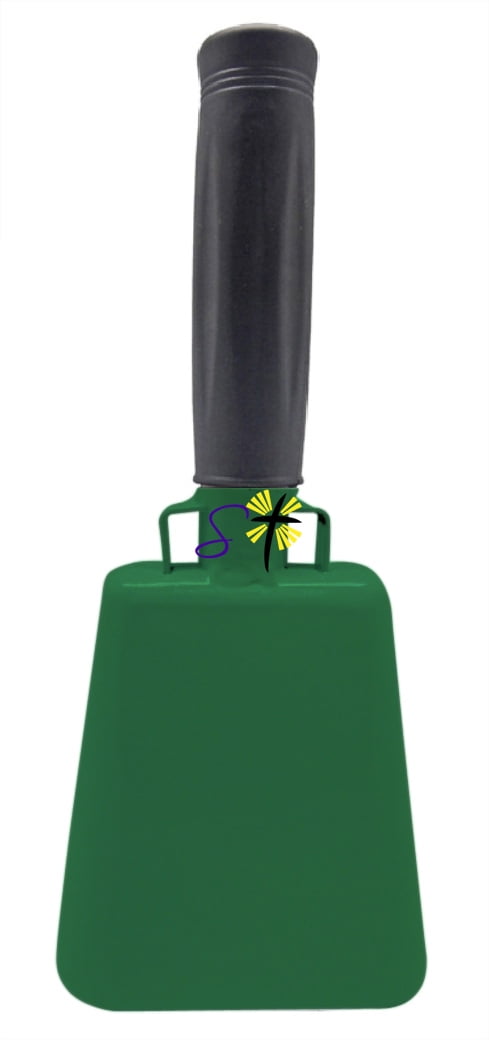 8.6 inch Hunter Green Bell Black Handle Cowbell with Stick Grip Handle ...