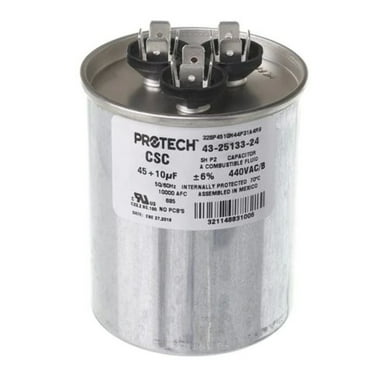 PowerWell 45+5 MFD Capacitor for AC, Heat Pump - Dual Run, 370/440 Volt ...