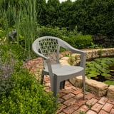 Adams Penza Outdoor Resin Stack Chair with Phone Holder, Plastic Patio ...
