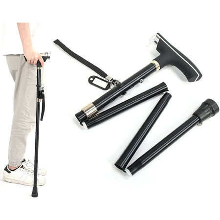 Folding Walking Cane with LED Light Stainless Steel Hand Walking Stick ...