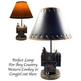 Urbalabs Western Saddle Table Lamp, Rustic Cowboy Decor, Silver Star ...