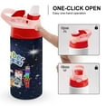 Number Cartoon Show Block Water Bottle with Straw Lid Vacuum Insulated ...