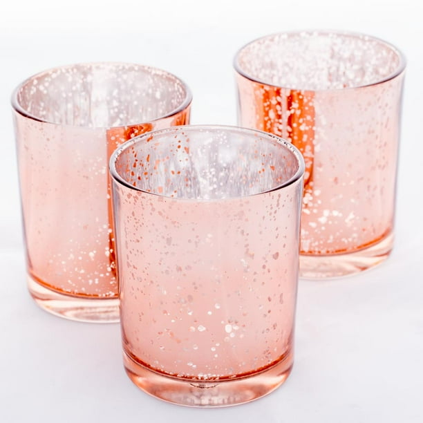 Richland Votive Holder Grande Rose Gold Mercury Set Of 12