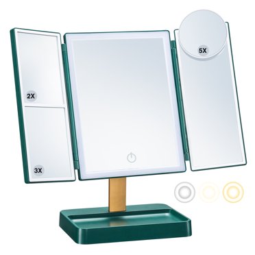 360° 3-Way Mirror with 5X Magnifying Mirror for Makeup and Hairstyling ...