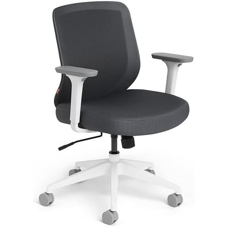 Poppin Mid Back Max Task Chair - Dark Gray Cushions + White Frame ...