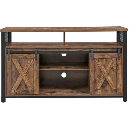 LZMY TV Cabinet for 55-inch TVs with Sliding Barn Doors, Entertainment ...