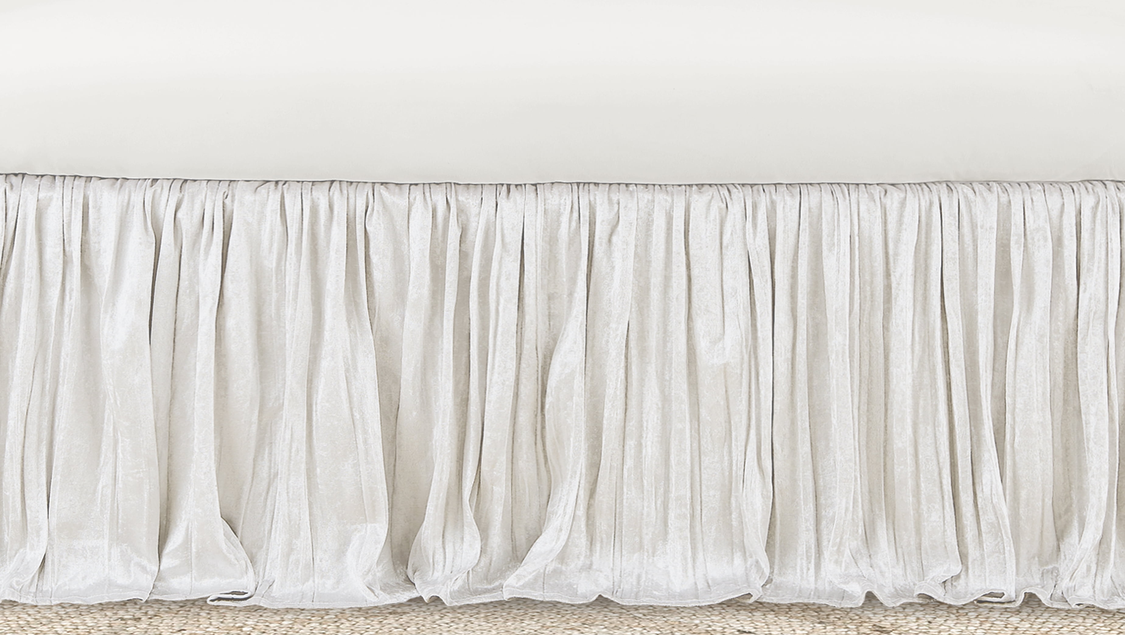 Ivory Crinkle Crushed Velvet Dust Ruffle Crib Skirt by Sweet Jojo ...