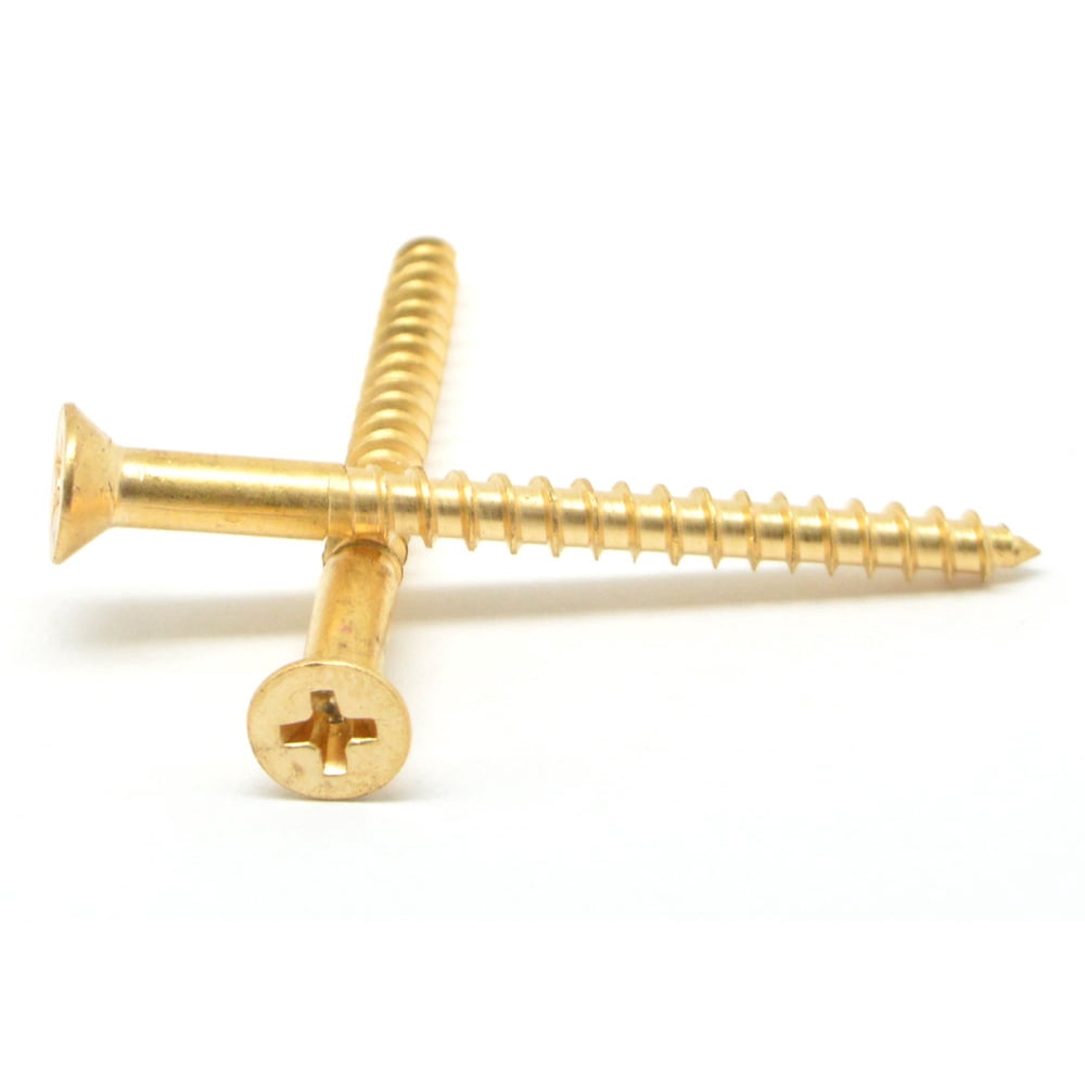 #3 x 3/8" Wood Screw Phillips Flat Head Brass Pk 100 - Walmart.com ...