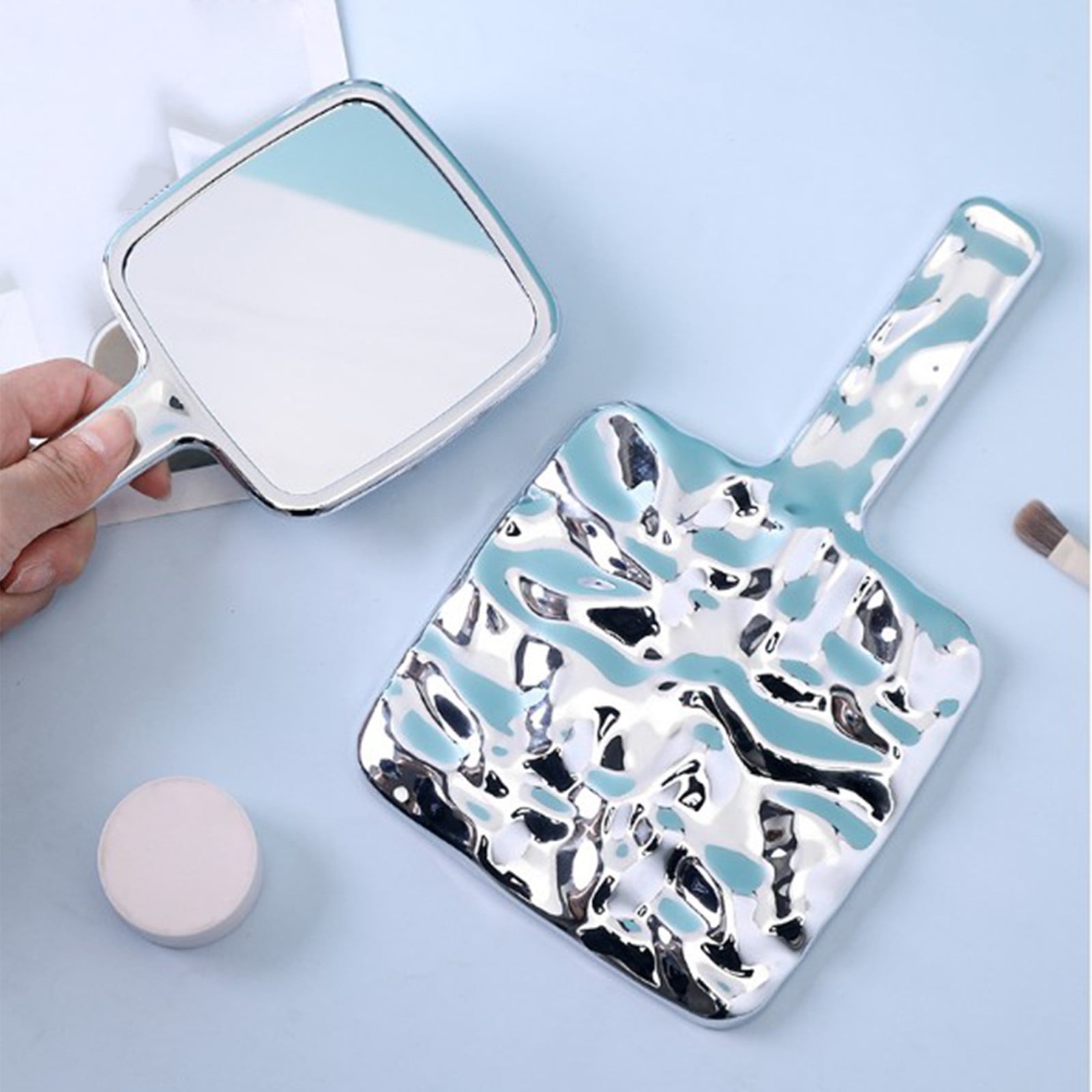 Espejo de maquillaje portátil de mano | Vidrio óptico de alta definición | Bordes redondeados ...