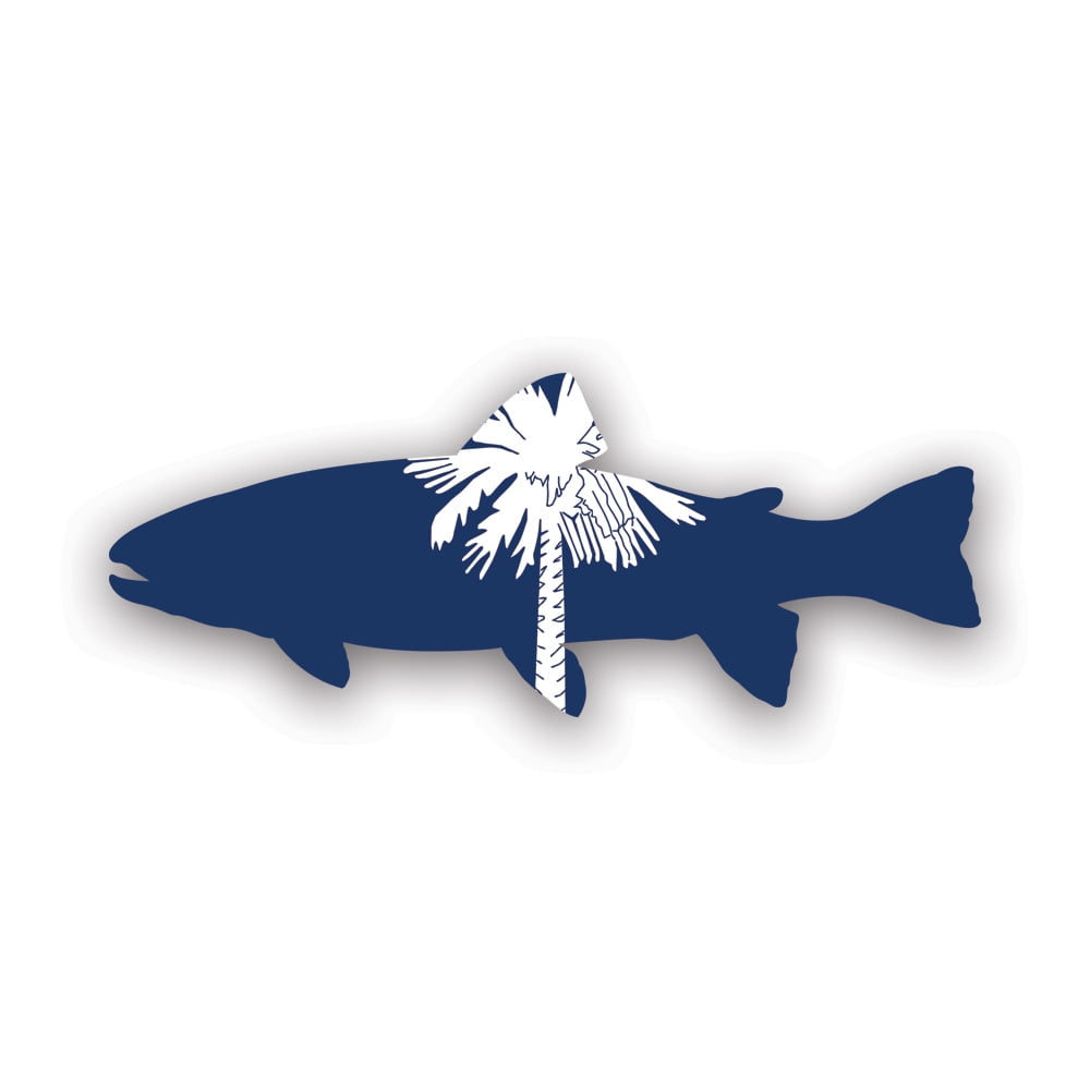 South Carolina State Shaped Trout Sticker Decal - Self Adhesive Vinyl ...