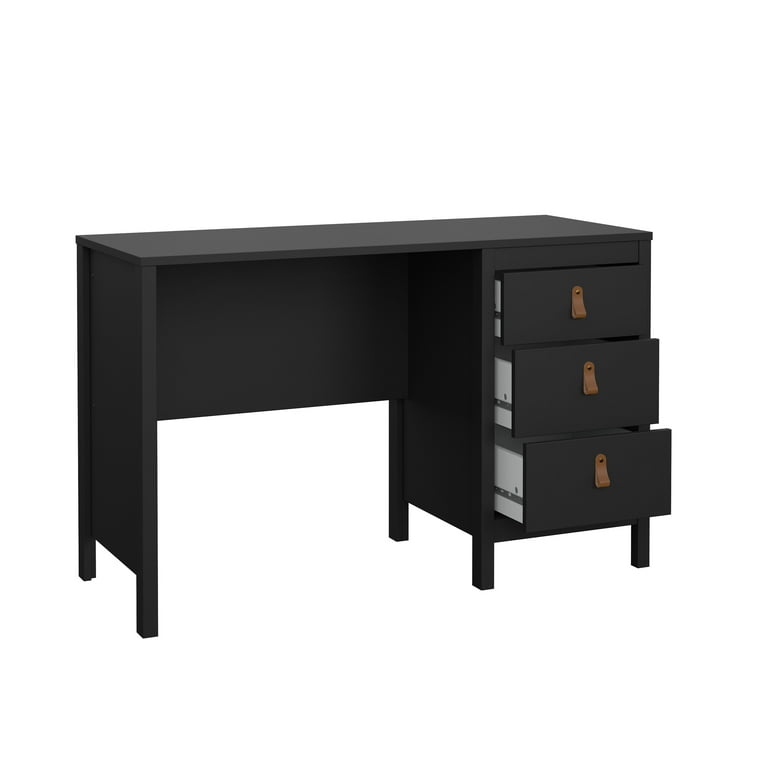 Tvilum Madrid Home Office Writing Desk with 3 Storage Drawers for Adults Black Matte Walmart