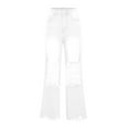 JWZUY High Waisted Ripped Flare Jeans Women Casual Distressed Wide Leg ...