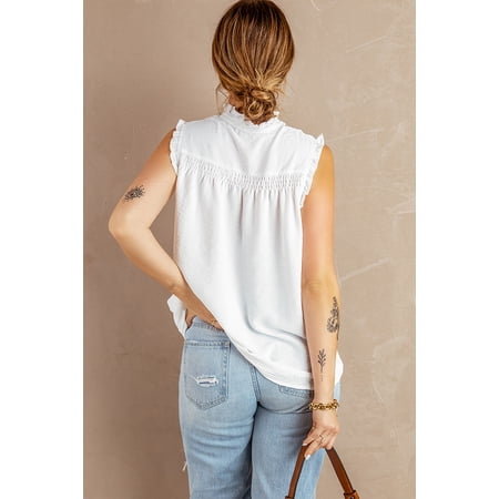 POGLIP Women's White Frilled Tank Top with Buttons | Walmart Canada