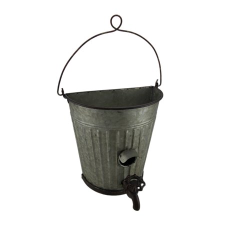 Galvanized Ribbed Metal Hanging Bucket Planter and Bird House - Walmart.com