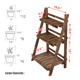 3-Tier Folding Wooden Ladder Shelving Flower and Plant Display Stand ...