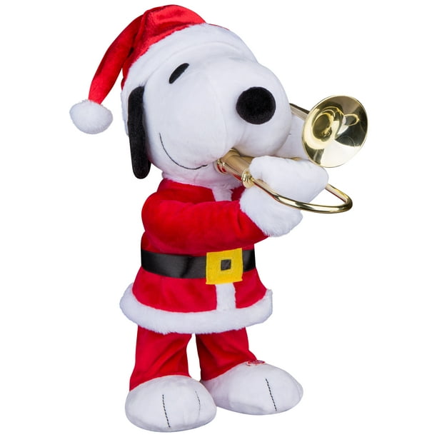 Gemmy Standing Trombone Snoopy in Santa Outfit Peanuts, Multicolored ...