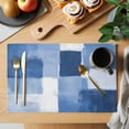 Blue White Cotton Linen Placemats Set of 4, Graffiti Art Mottled ...