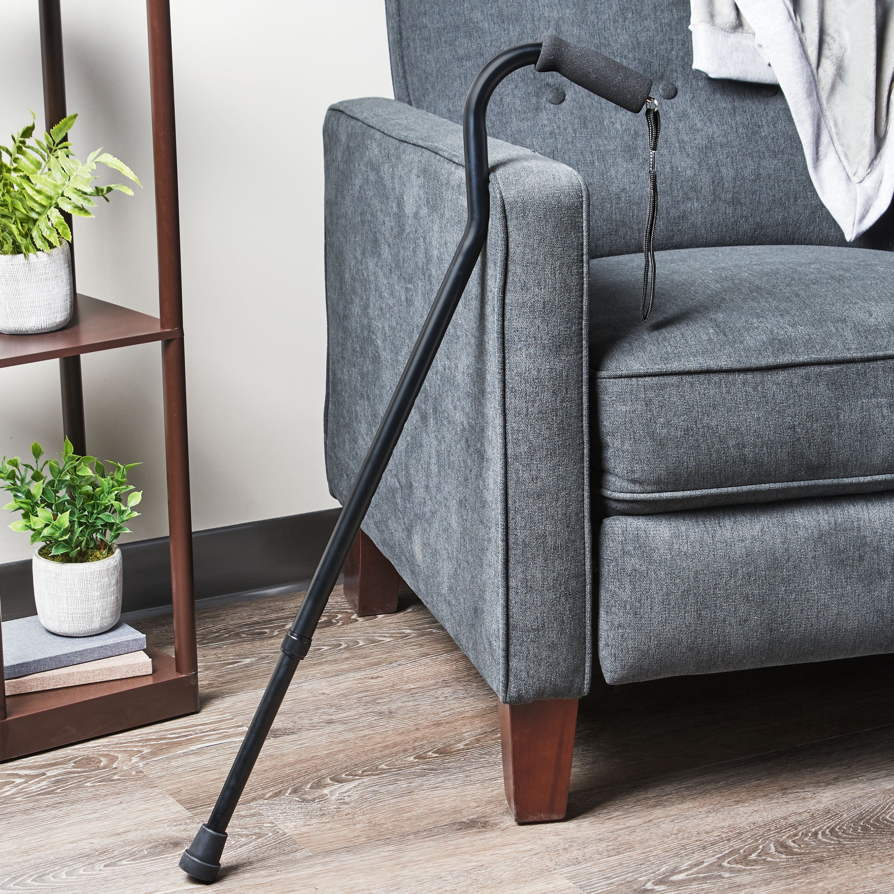 Equate Mobility Aluminum Offset Handle Cane with Foam Handle ...