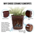 mdj pottery 3pcs Deep Reddish-Brown Horizontal Rib Ceramic Planter Set ...