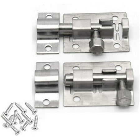 Stainless Steel Door Security Slide Latch Lock 4 Inch Brushed Nickle ...