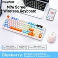 FREEWOLF M96 Bluetooth Keyboard and Mouse Set,Electronic Screen, Multi ...