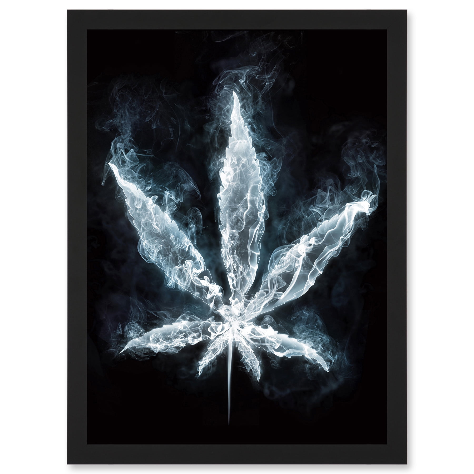 Weed Marijuana Smoke Joint Spliff Leaf Black White A4 Artwork Framed ...