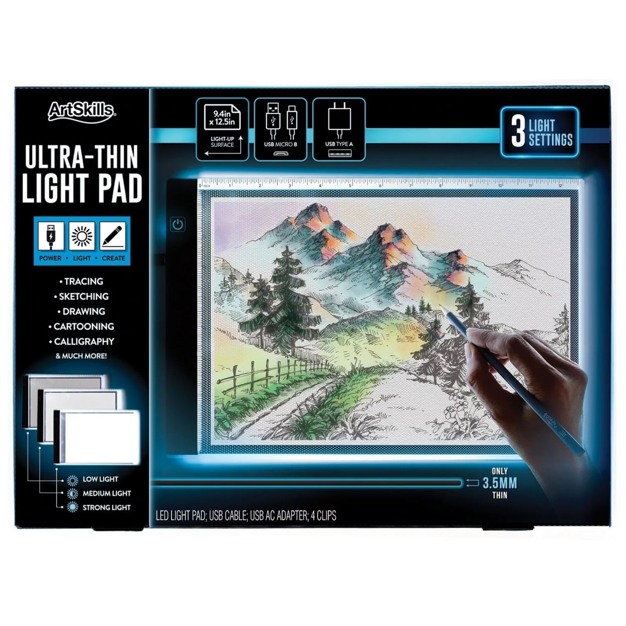 ArtSkills Ultra-Thin LED Light Pad for Tracing and Drawing - Walmart.com
