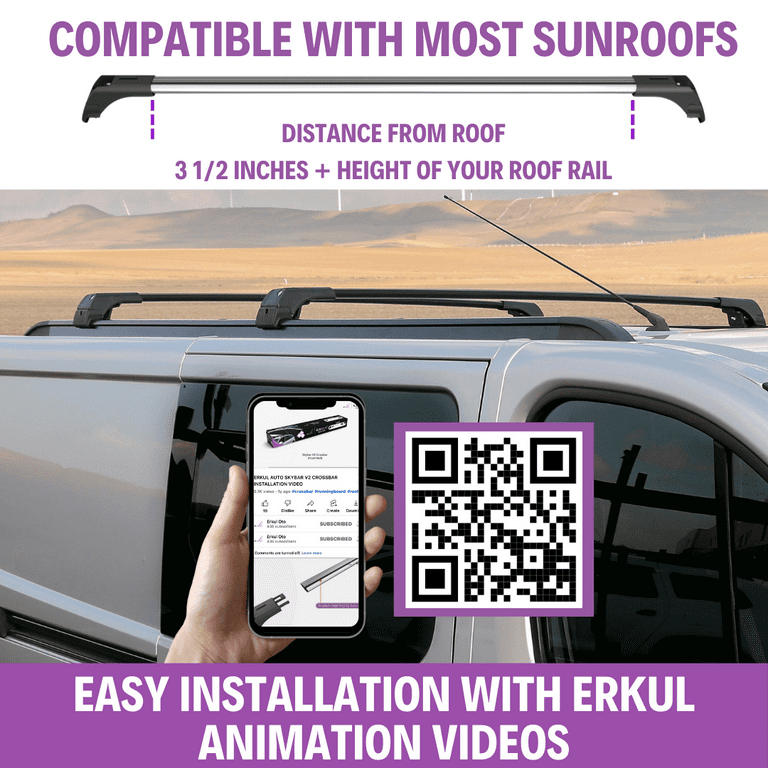 ERKUL Roof Rack Cross Bars for Toyota Fortuner 2015 2023 Aluminum Crossbars with Anti Theft Lock for Rooftop Compatible with Flush Rails Black Walmart