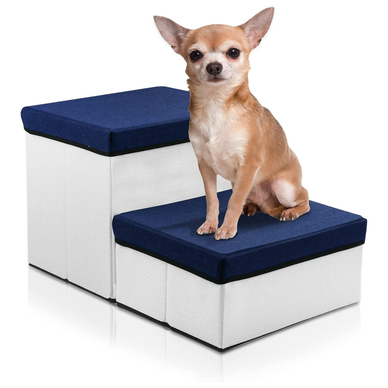 2-Step Dog Stairs for High Beds - Foldable Pet Storage Stepper ...