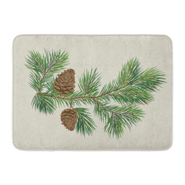 SIDONKU Evergreen Branch of Christmas Tree Pine Cones Fir Doormat Floor ...