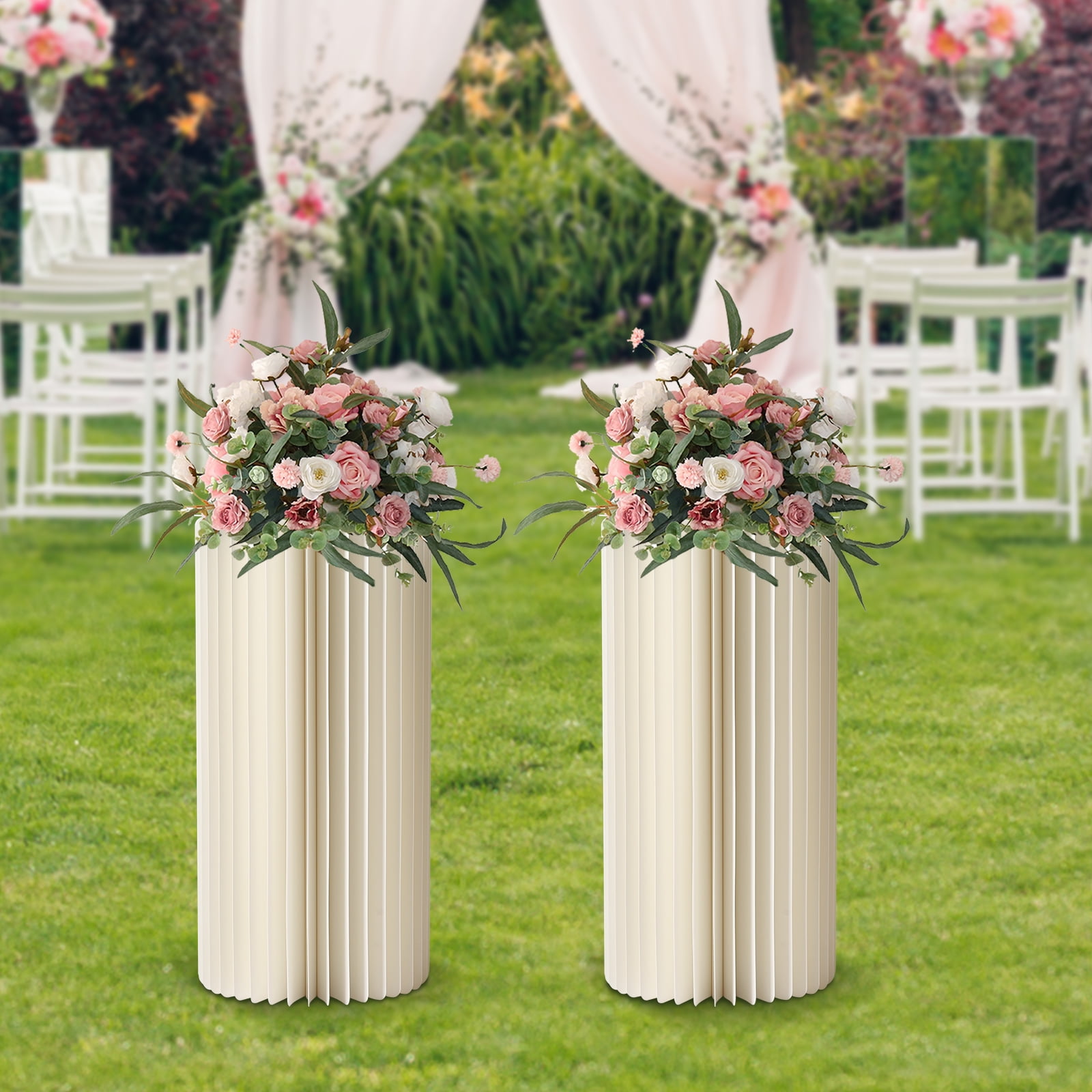 Miumaeov Foldable Cardboard Centerpiece Display, Cylinder Flowers Stand ...