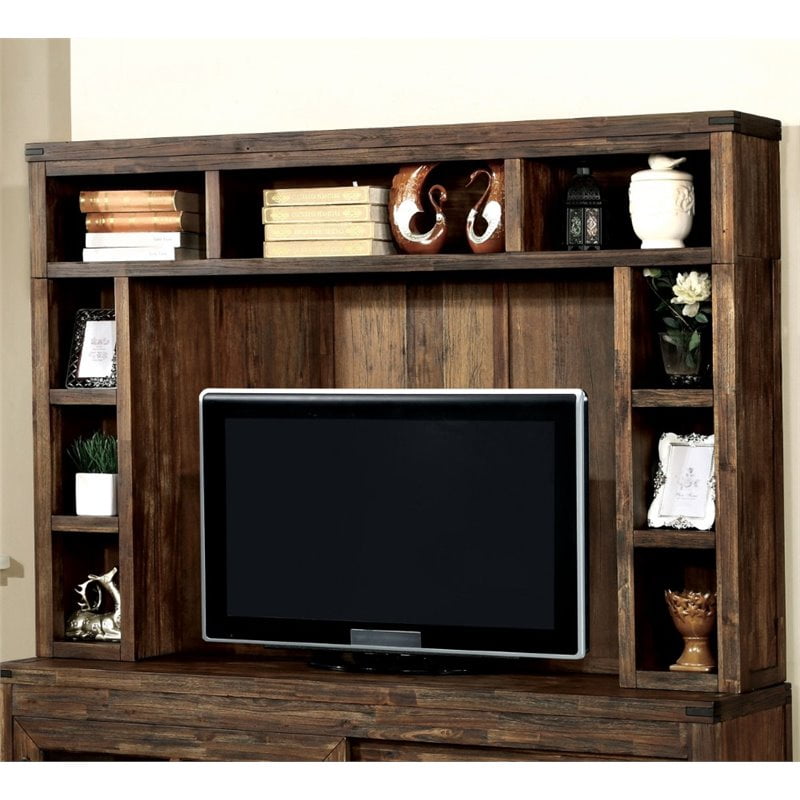Furniture of America Otha Rustic Wood TV Hutch in Dark Walnut - Walmart.com