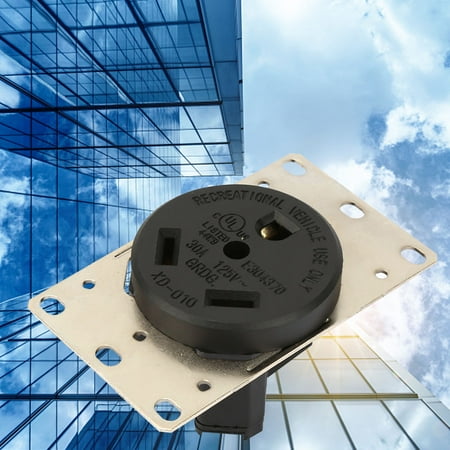 Power Socket, 3 Holes RV Power Socket Plug 30A Brass Conductor AC125V ...