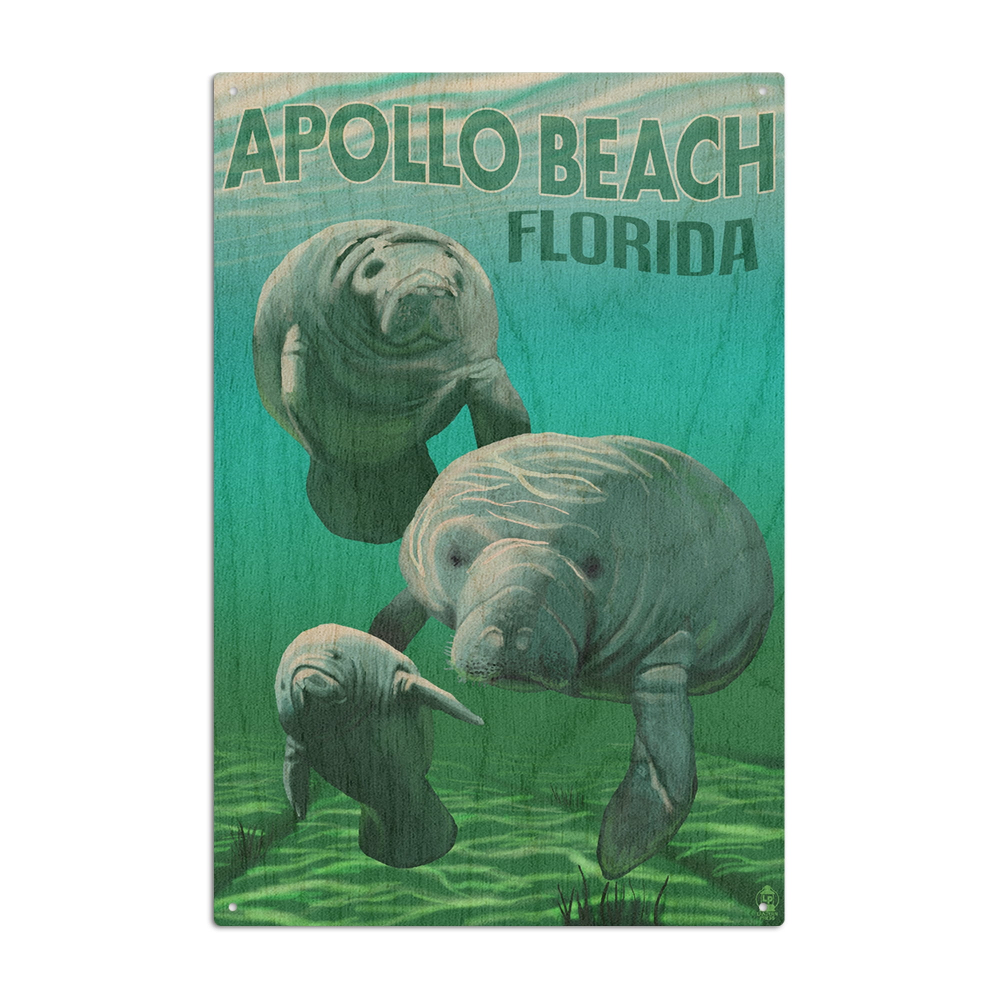 Apollo Beach, Florida, Manatees Birch Wood Wall Sign (6x9 Rustic Home ...