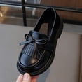 Black Junior Girls Fringe Bow Loafers Flat Soft Sole Mary Jane Shoes ...