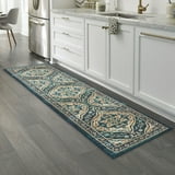Mainstays Traditional Persian Teal Print Indoor Hallway Runner Rug, 2 ...