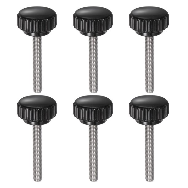 Uxcell 6 Pieces Knurled Clamping Knobs M5 x 35mm 304 Stainless Steel Threaded Stud 22mm Round ...