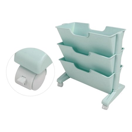 Rolling Book Cart, 3 Tier Plastic Movable Bookshelf File Storage Cart ...