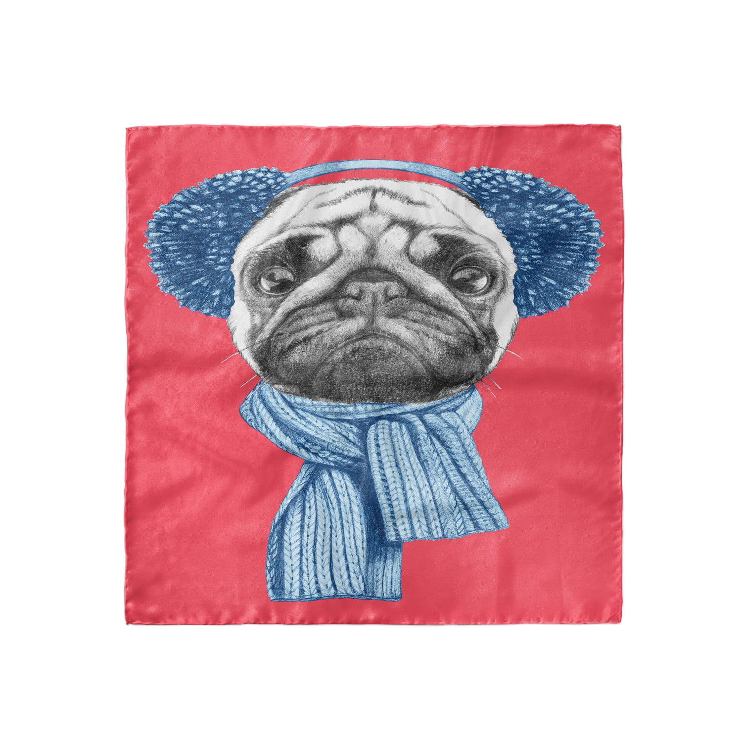 Pug Head Scarf, Winter Dog with Earmuffs, Head Wrap, 3 Sizes, by ...