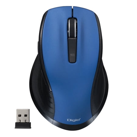 Digio2 5 Button Blue LED Mouse Large Wireless Quiet Blue Z8416 ...